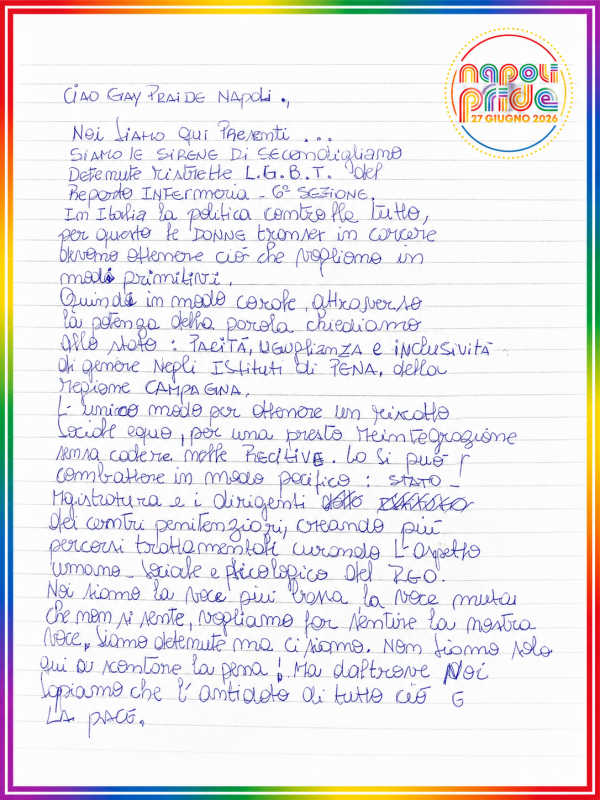 Dal carcere di Secondigliano il grido delle detenute trans per il ...